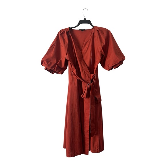 Banana Republic | Dresses | Banana Republic Rust Midi Dress With Puff ...
